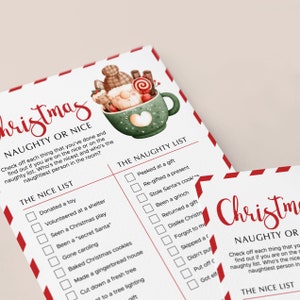 Naughty or Nice Game Printable Christmas Games Instant Download Funny ...