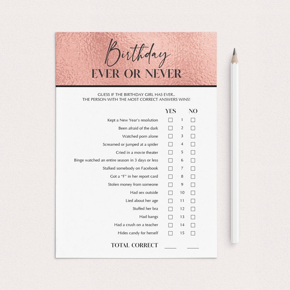 Editable Birthday Games for Her Ever or Never Game Printable - Etsy