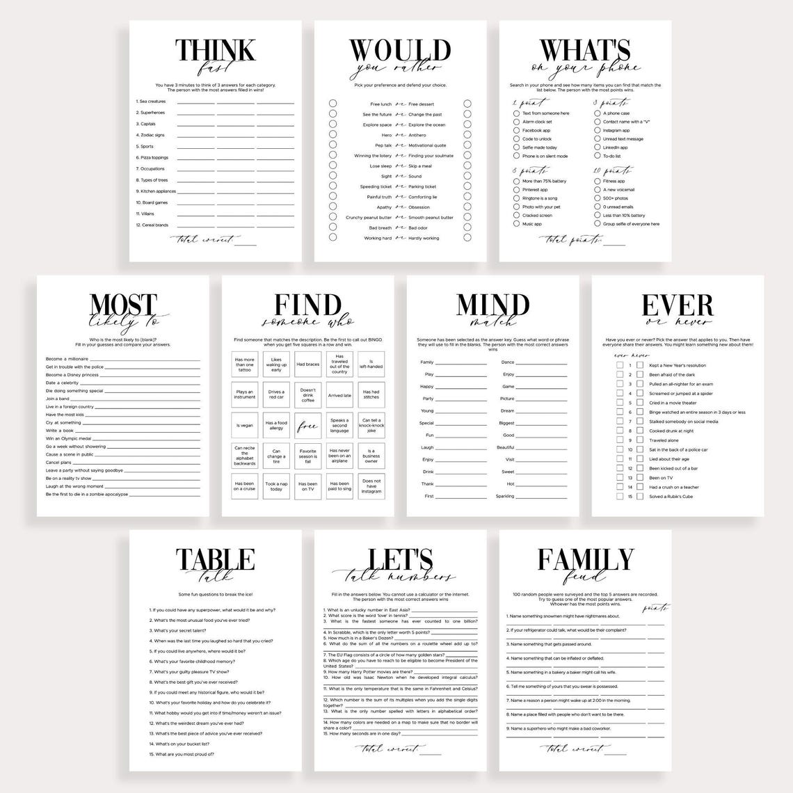 Icebreaker Games Bundle | Conversation Starters Templates Dinner Party ...