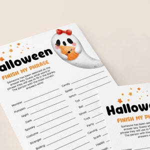 Halloween Finish My Phrase Game Printable Ghost Halloween Party ...