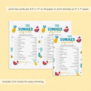 Summer Song Match Game Instant Download Summertime Music Matching Game ...