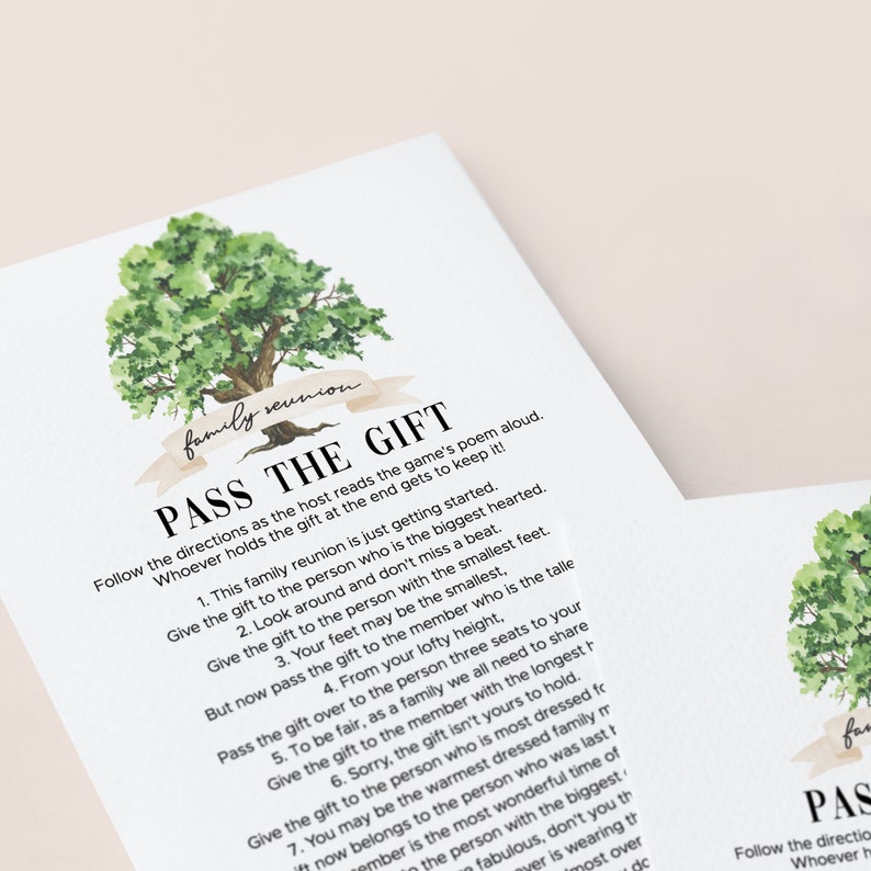 Pass the Gift Game for Family Reunion Pass the Prize Printable Cards ...
