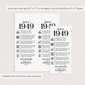 1949 Trivia Birthday Table Decor 76th Birthday Party Born in 1949 Fun ...