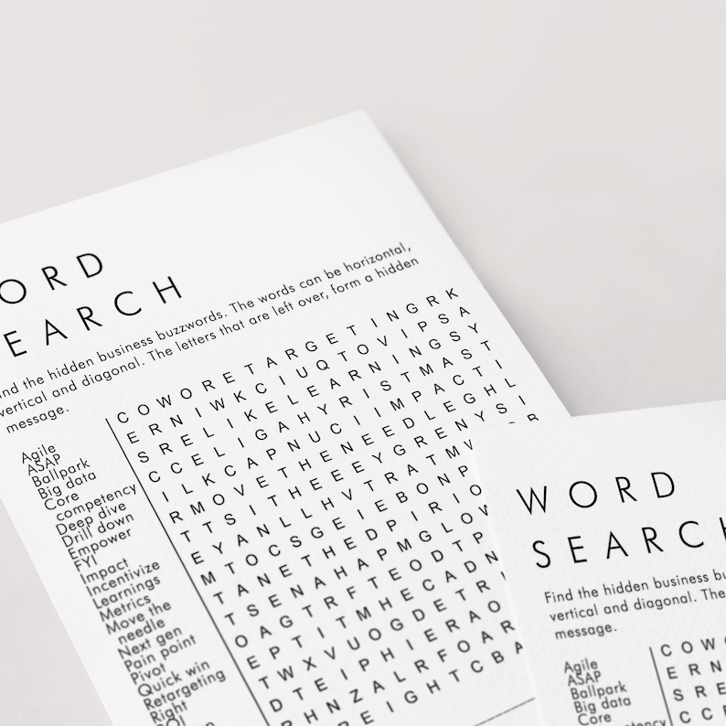 Work Party Word Search Game Printable | Minimalist Office Party Word ...