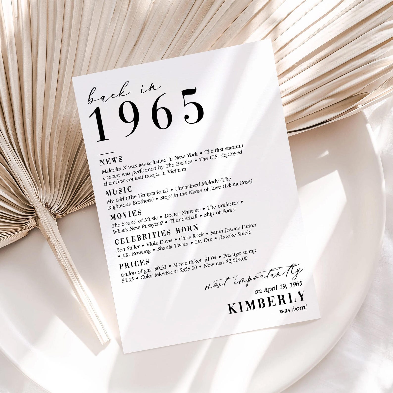 60th Birthday Party Decorations 60th Bday Place Cards 60th Born in 1965 ...