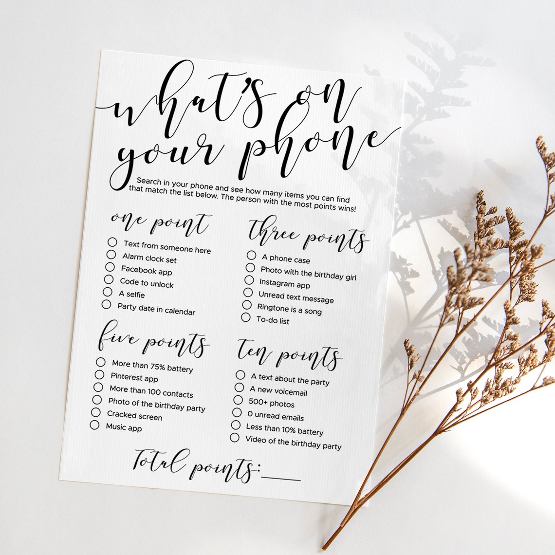 Whats on Your Phone Birthday Party Game Printable Womens Birthday ...