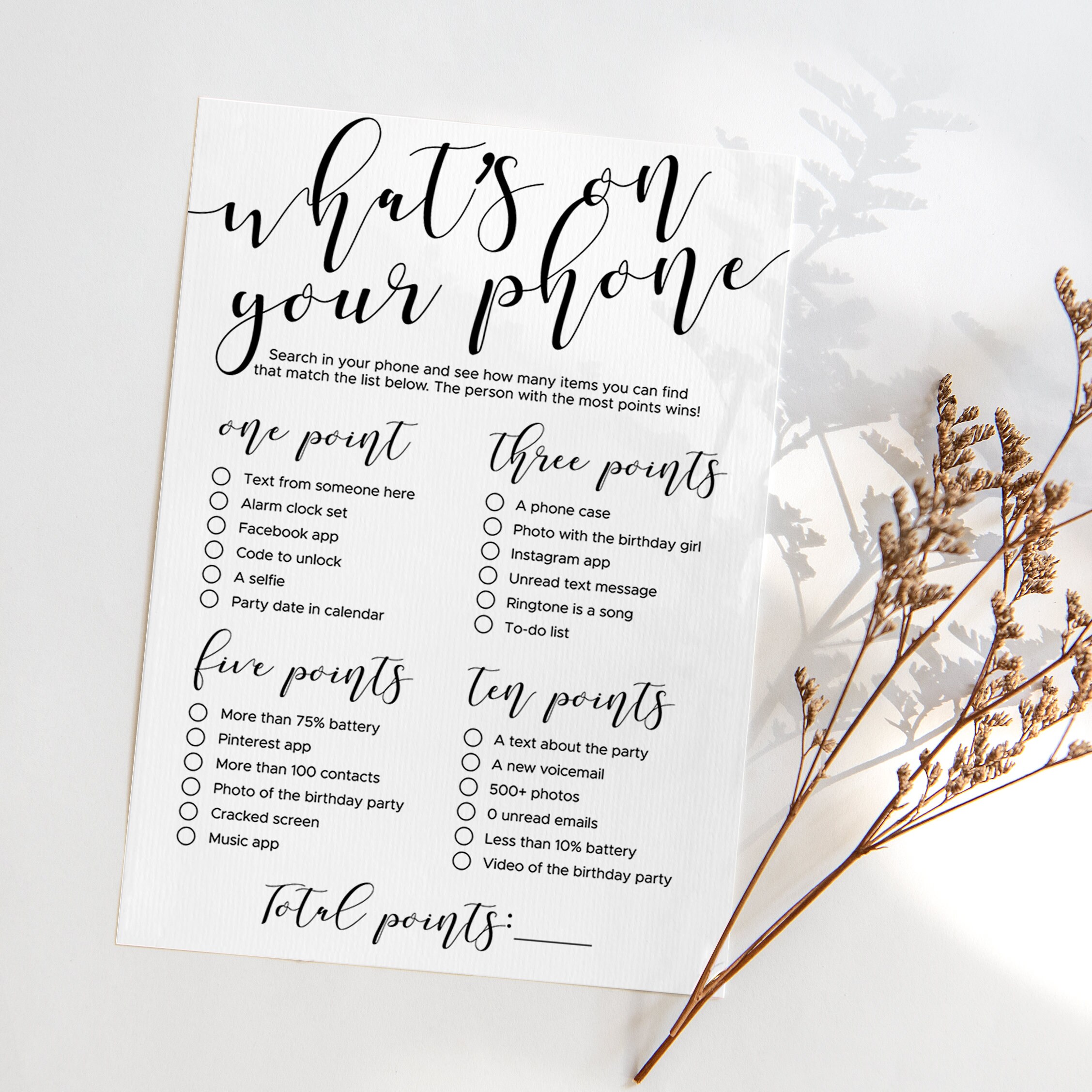 Whats on Your Phone Birthday Party Game Printable Womens Birthday ...