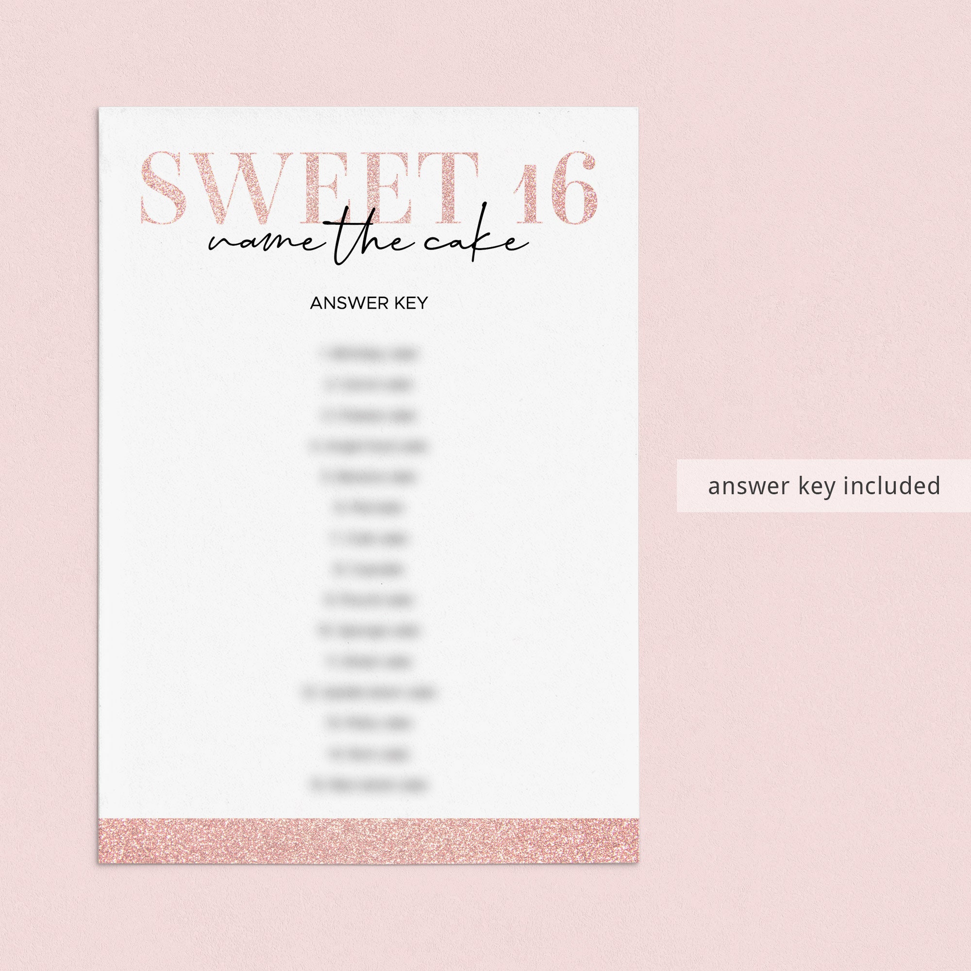 Rose Gold Sweet 16 Games Bundle Printable Turning Sixteen Years Old ...