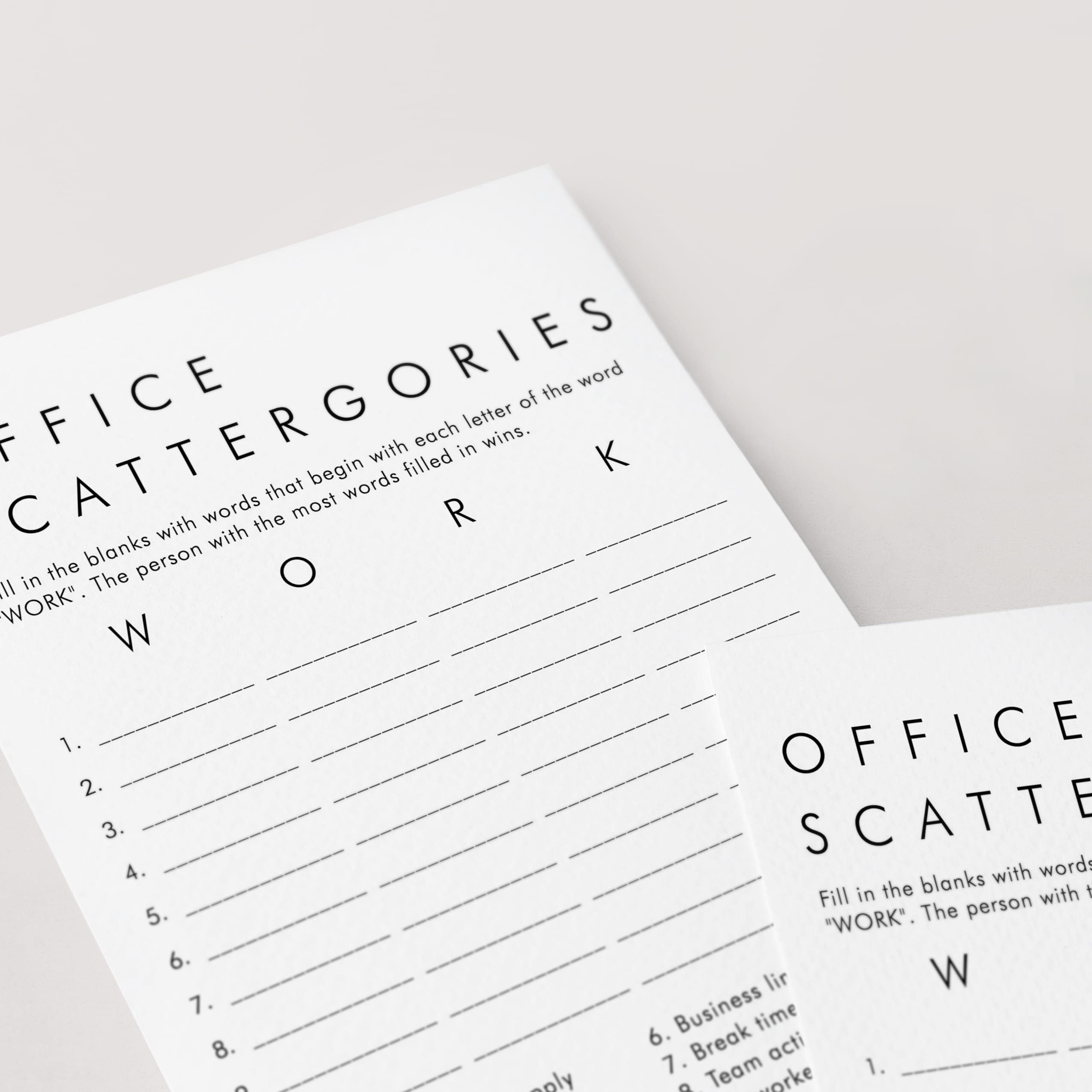 Office Scattergories Game Printable | Minimalist Office Party Game ...