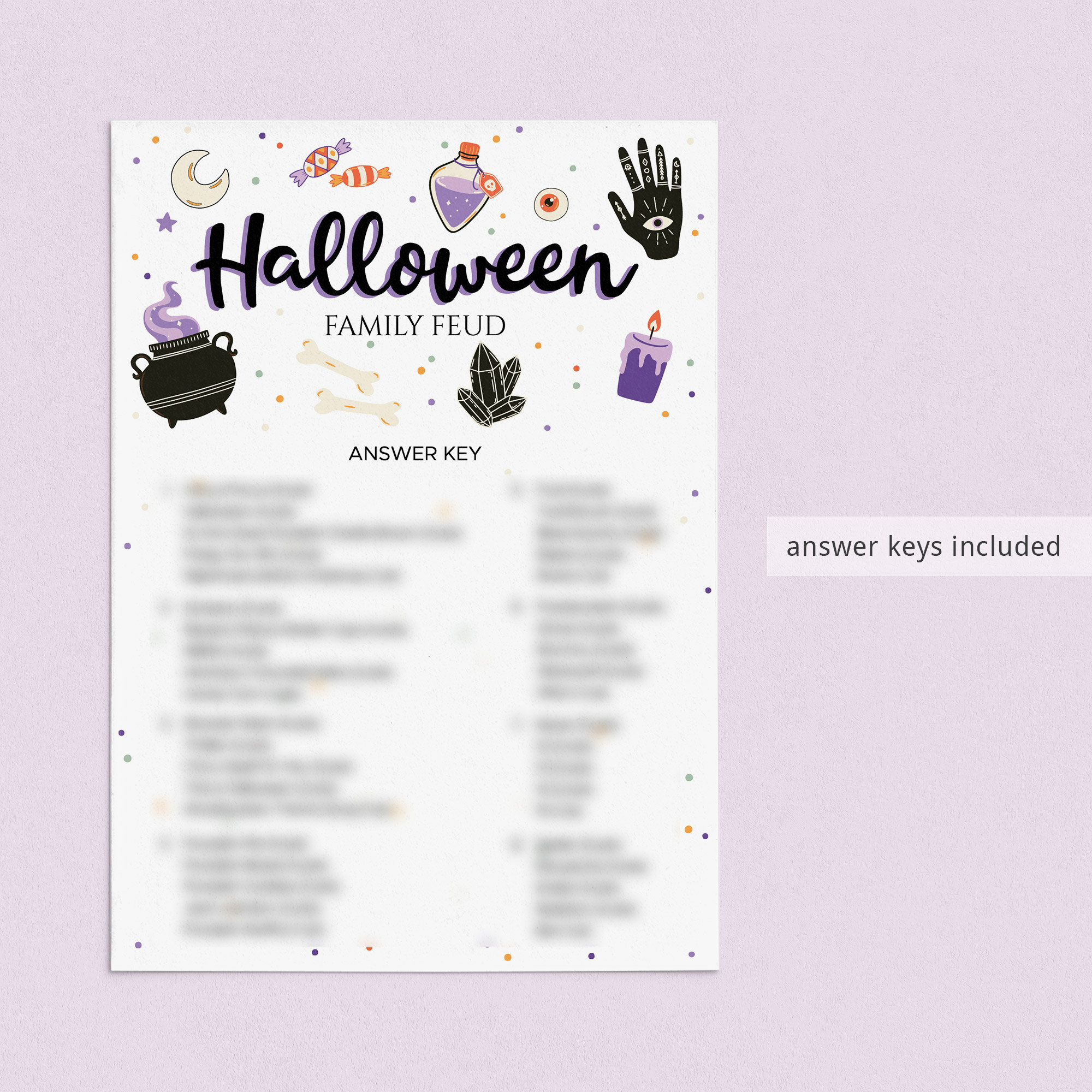 Witchy Halloween Games Bundle Printable Black and Purple Halloween ...