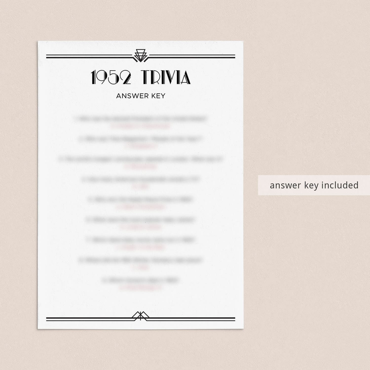 Born in 1952 Trivia Printable Birthday Quiz About Birth Year 1952 ...