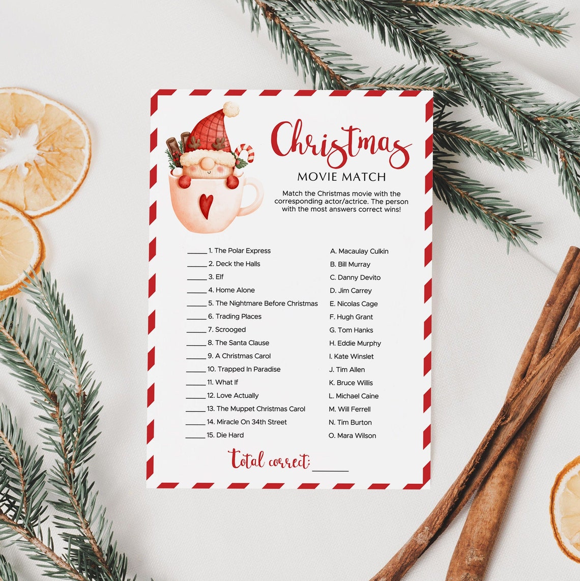 Christmas Movie Match Game Printable Holiday Movie Night Ideas for ...