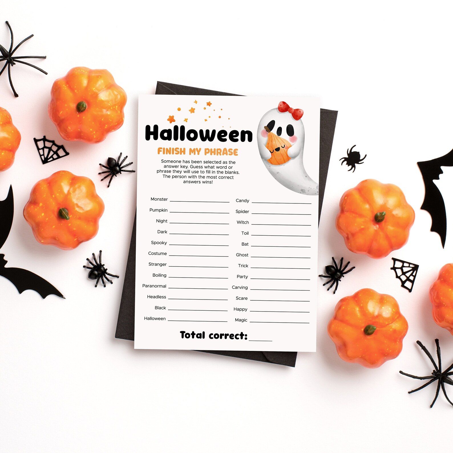 Halloween Finish My Phrase Game Printable Ghost Halloween Party ...