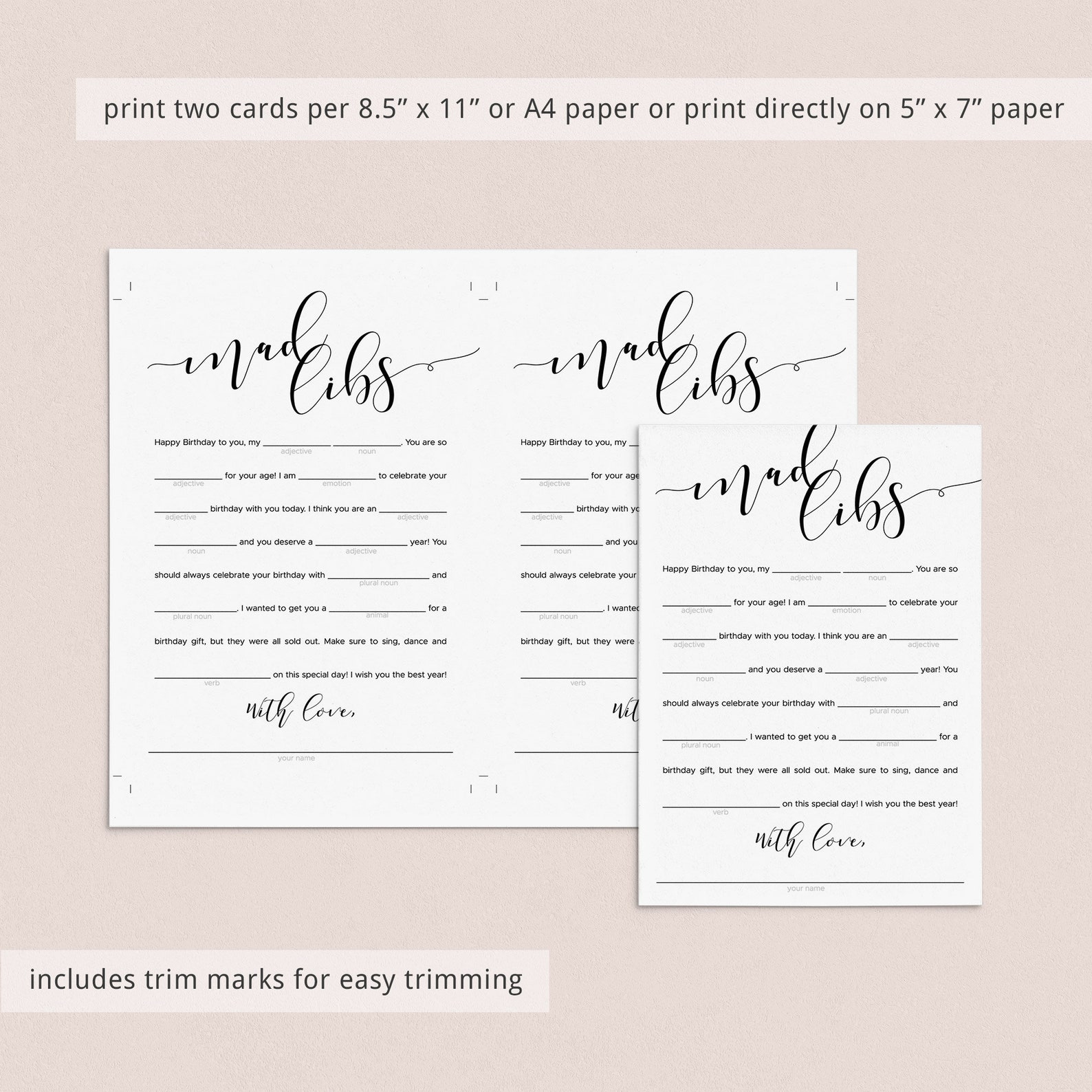 Funny Birthday Mad Libs Game Printable Bday Games for Adults and Kids ...