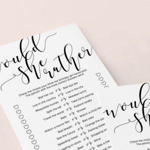 Birthday Would She Rather Game Printable Womens Birthday Game Ideas ...