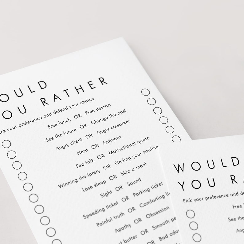 Would You Rather Game for Office Party Minimalist Work Party This or ...