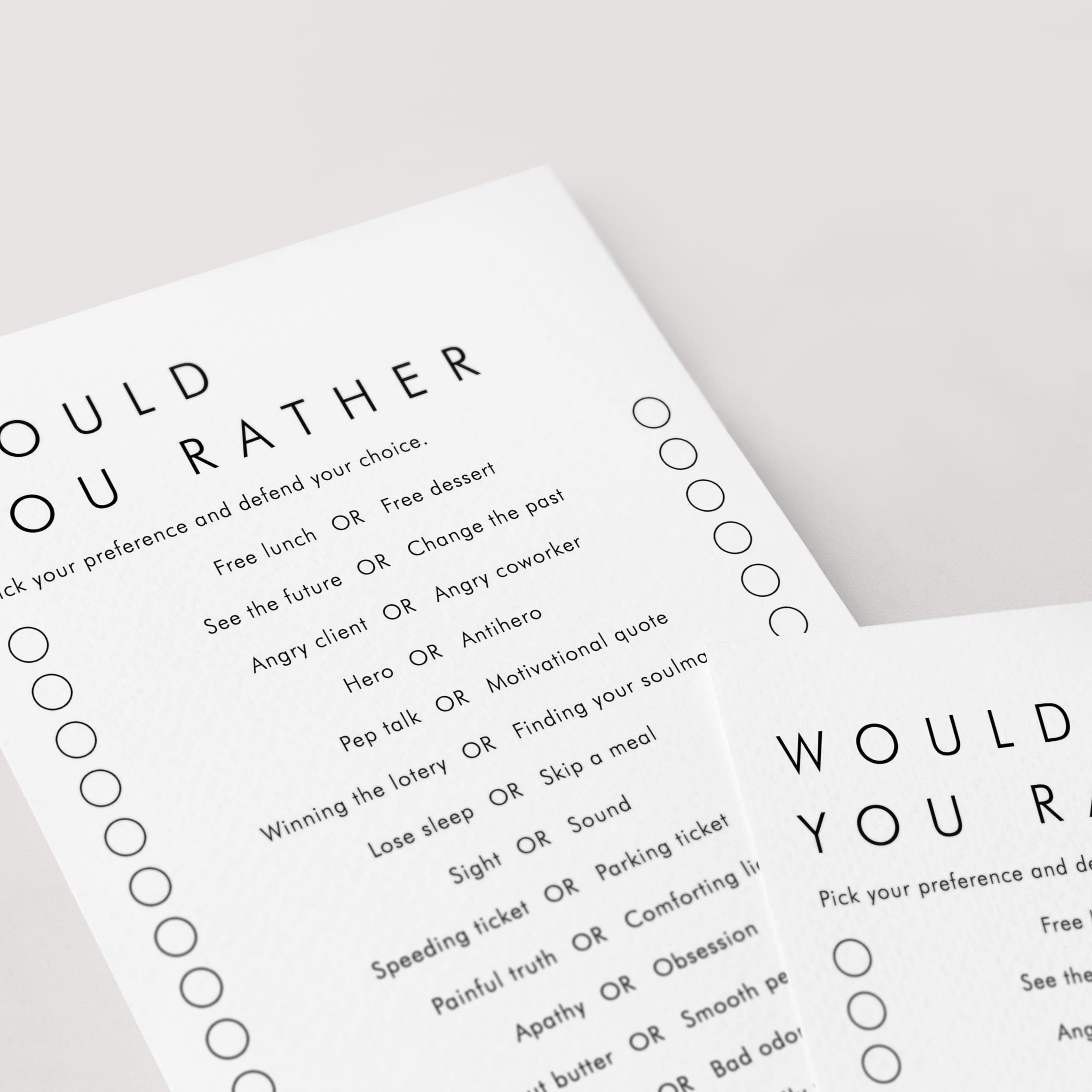 Would You Rather Game for Office Party Minimalist Work Party This or ...