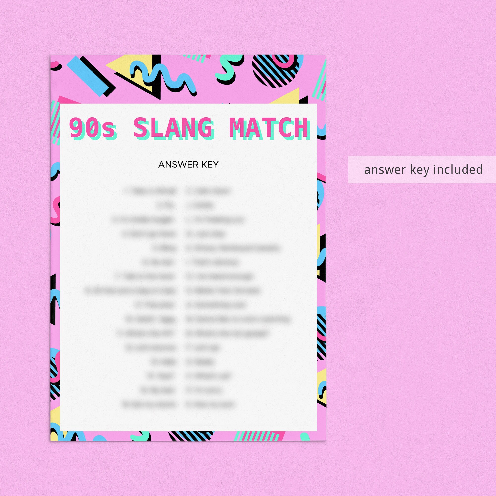 90s Slang Match Game Printable 1990s Theme Party Ideas Match The Slang 90s Slang Match Game Printable 1990s Theme Party Ideas Match The Slang