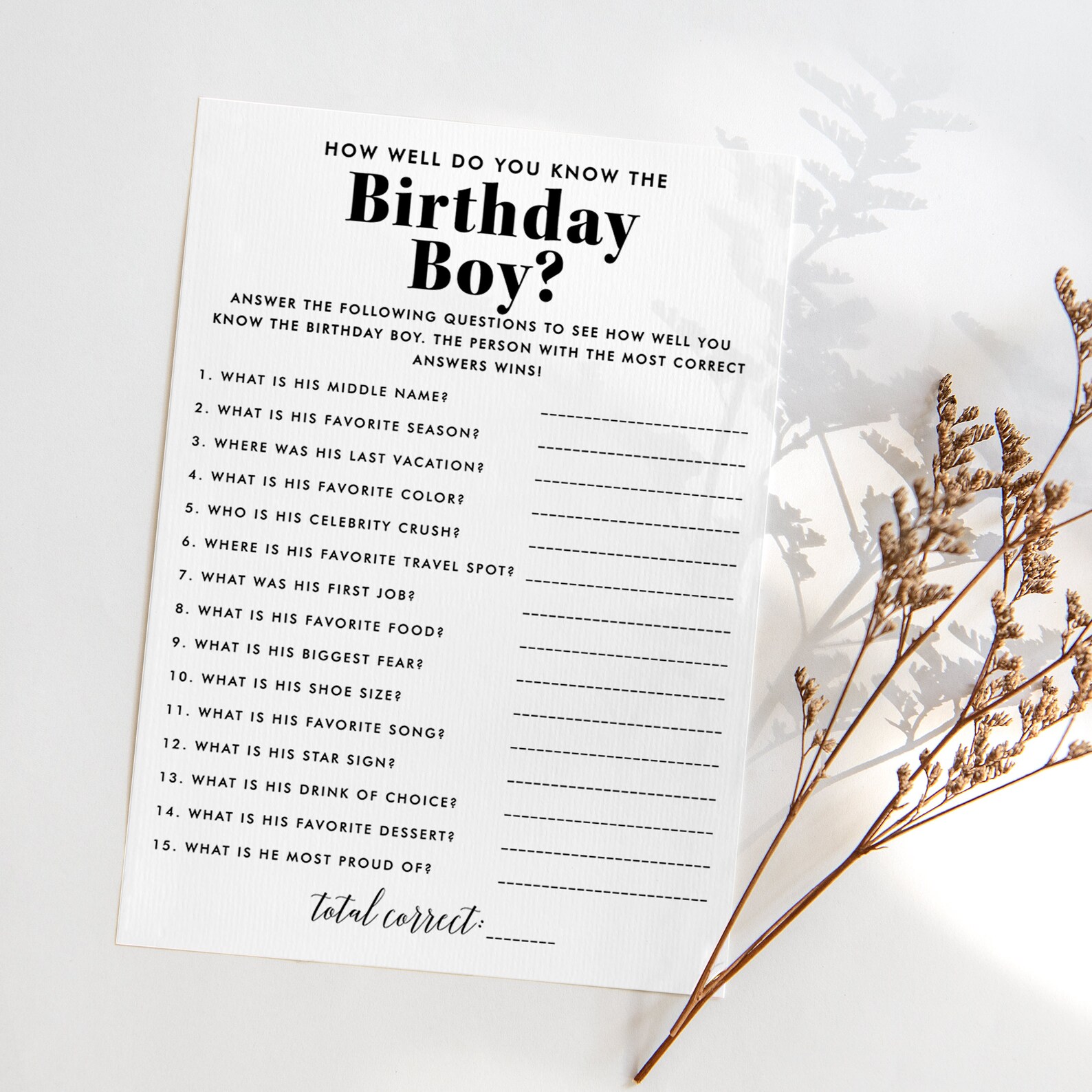 How Well Do You Know the Birthday Boy Game Printable Who Knows the ...