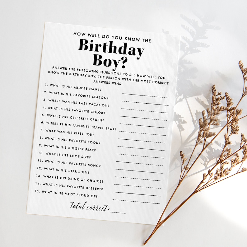 How Well Do You Know the Birthday Boy Game Printable Who Knows the ...