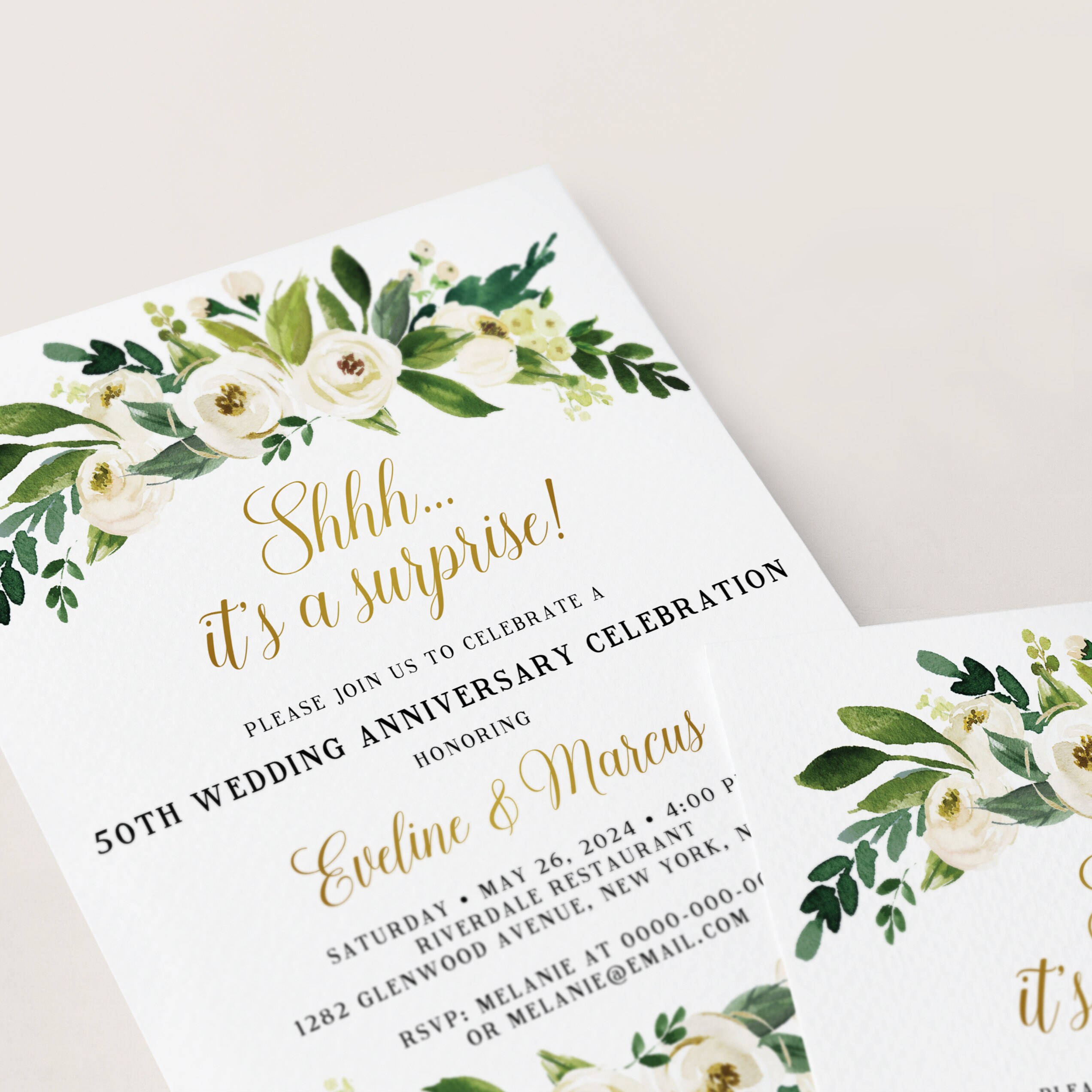 Anniversary Party Invitation Template Shhh It's a Surprise Anniversary ...