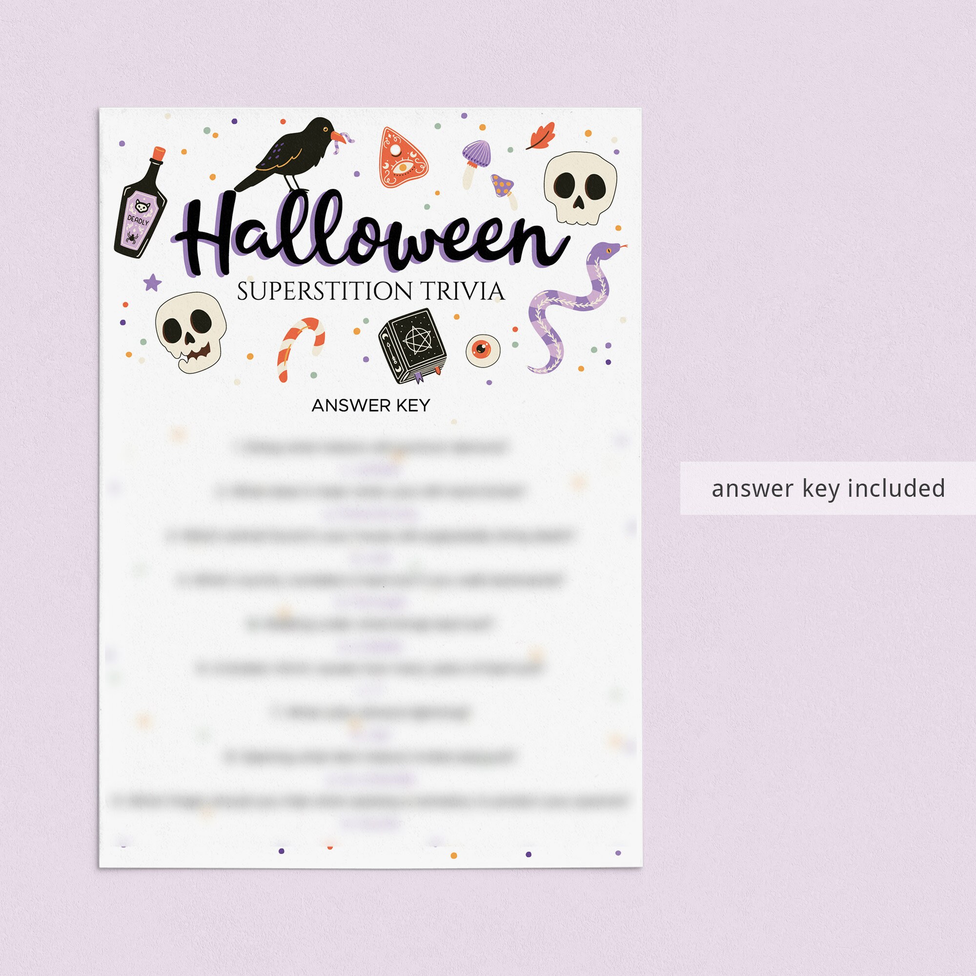Halloween Superstition Trivia Game Printable Fun Facts Quiz Card How ...