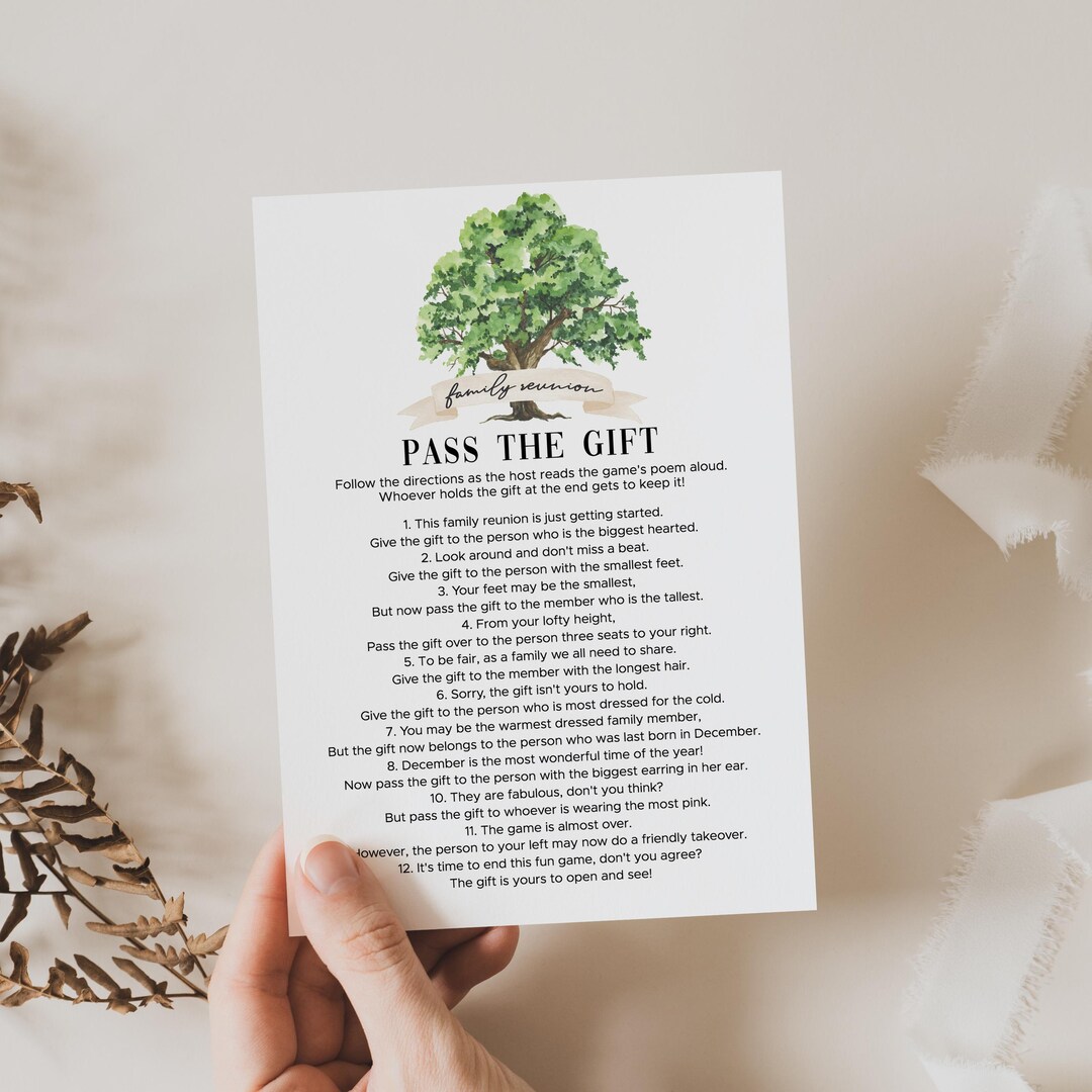 Pass the Gift Game for Family Reunion Pass the Prize Printable Cards ...