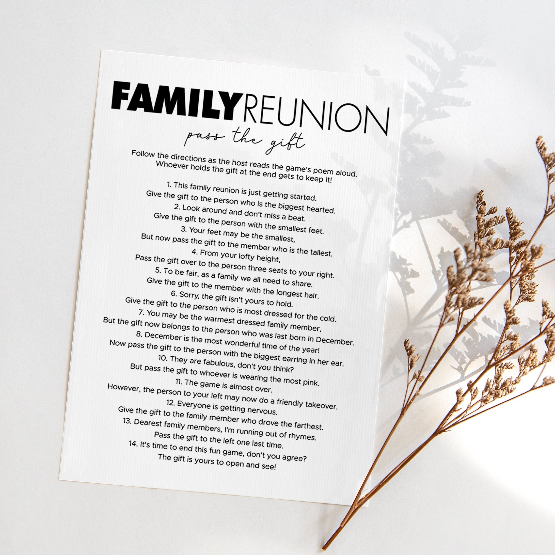 Family Reunion Poems Printable