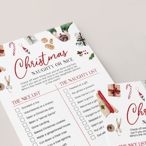 Naughty or Nice List Printable Funny Christmas Games Instant Download ...