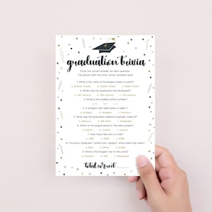 Trivia Graduation Game Graduation Trivia Printable One Last Test ...