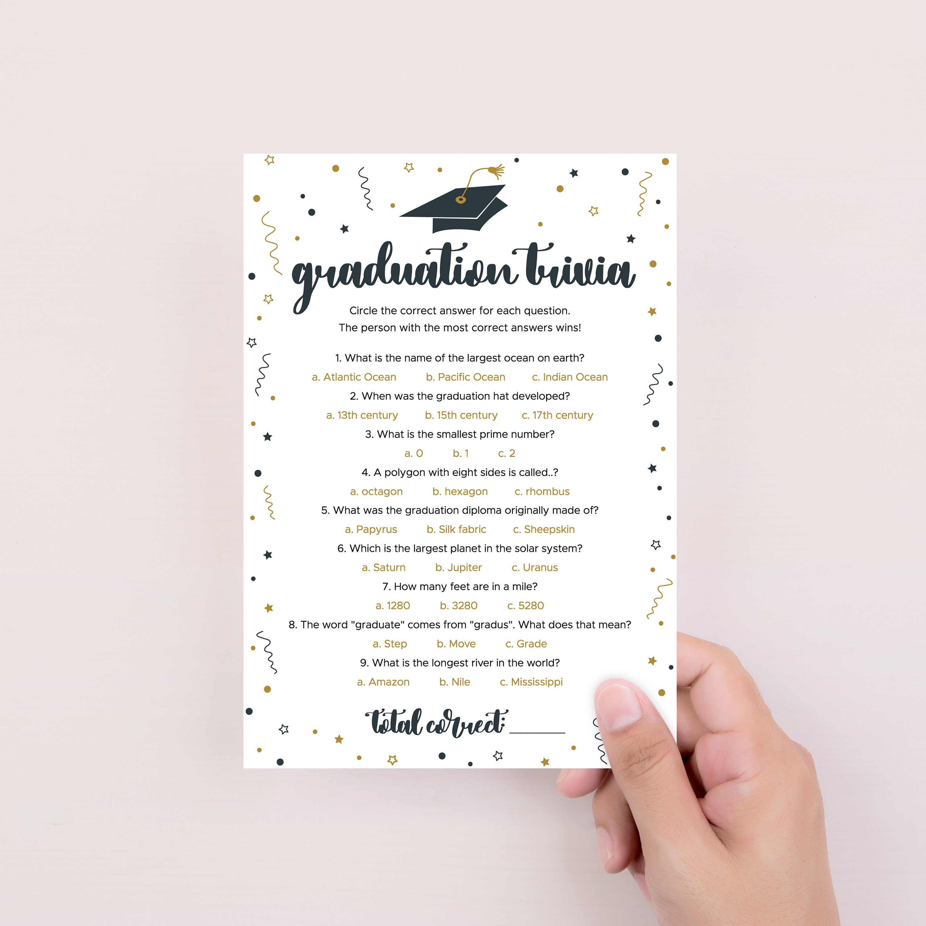 Trivia Graduation Game Graduation Trivia Printable One Last Test ...