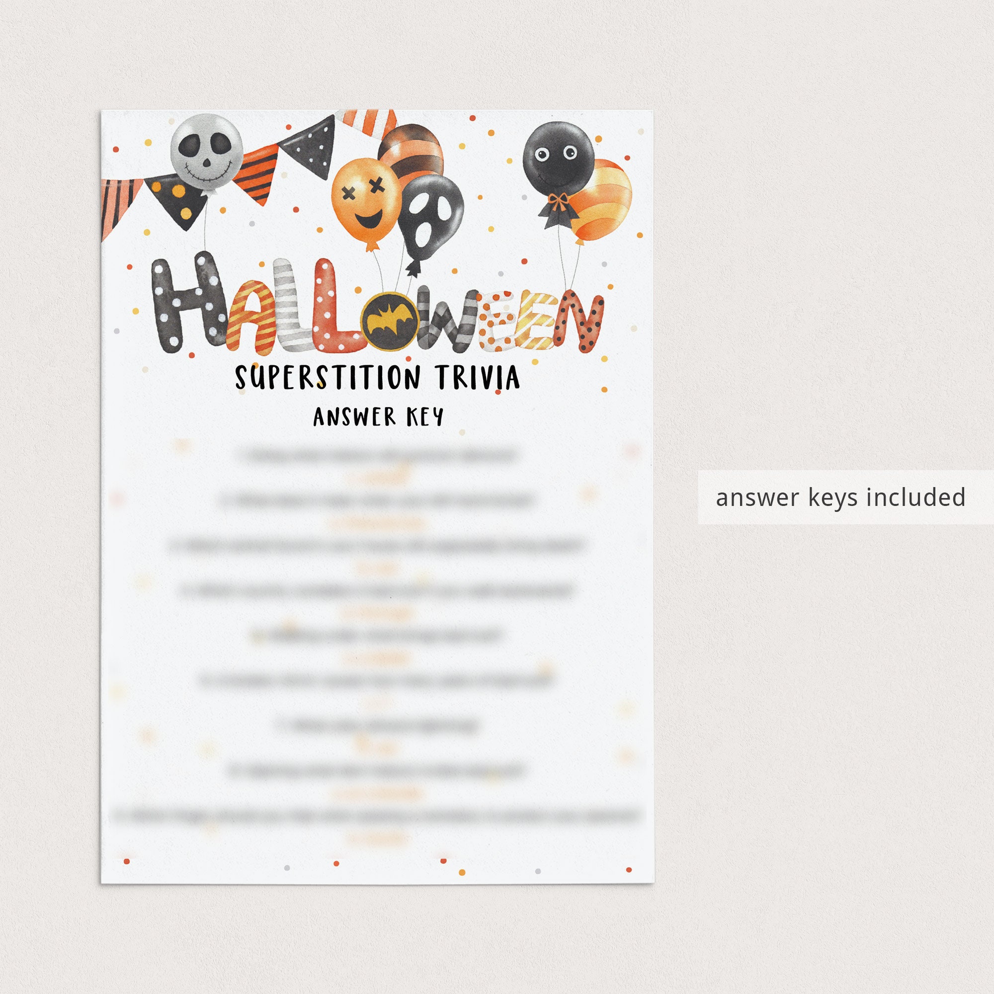 Halloween Party Games Bundle Printable Orange Halloween Quiz to Play at ...