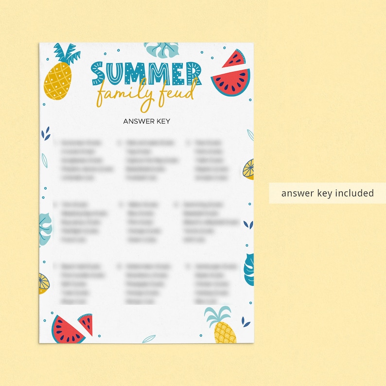 Summer Family Feud Game Printable Summertime Camp Ideas for Groups Fun ...