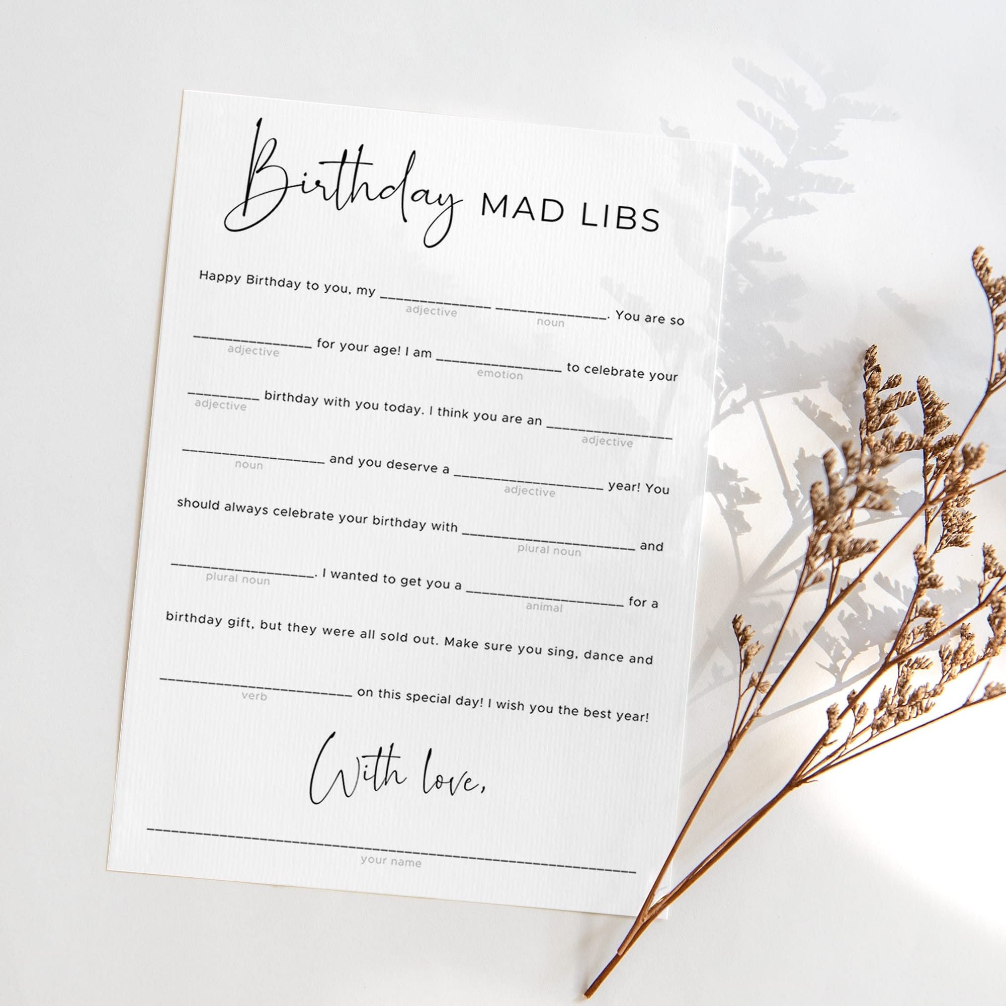 Funny Birthday Mad Libs Game Printable Bday Games for Adults and Kids ...
