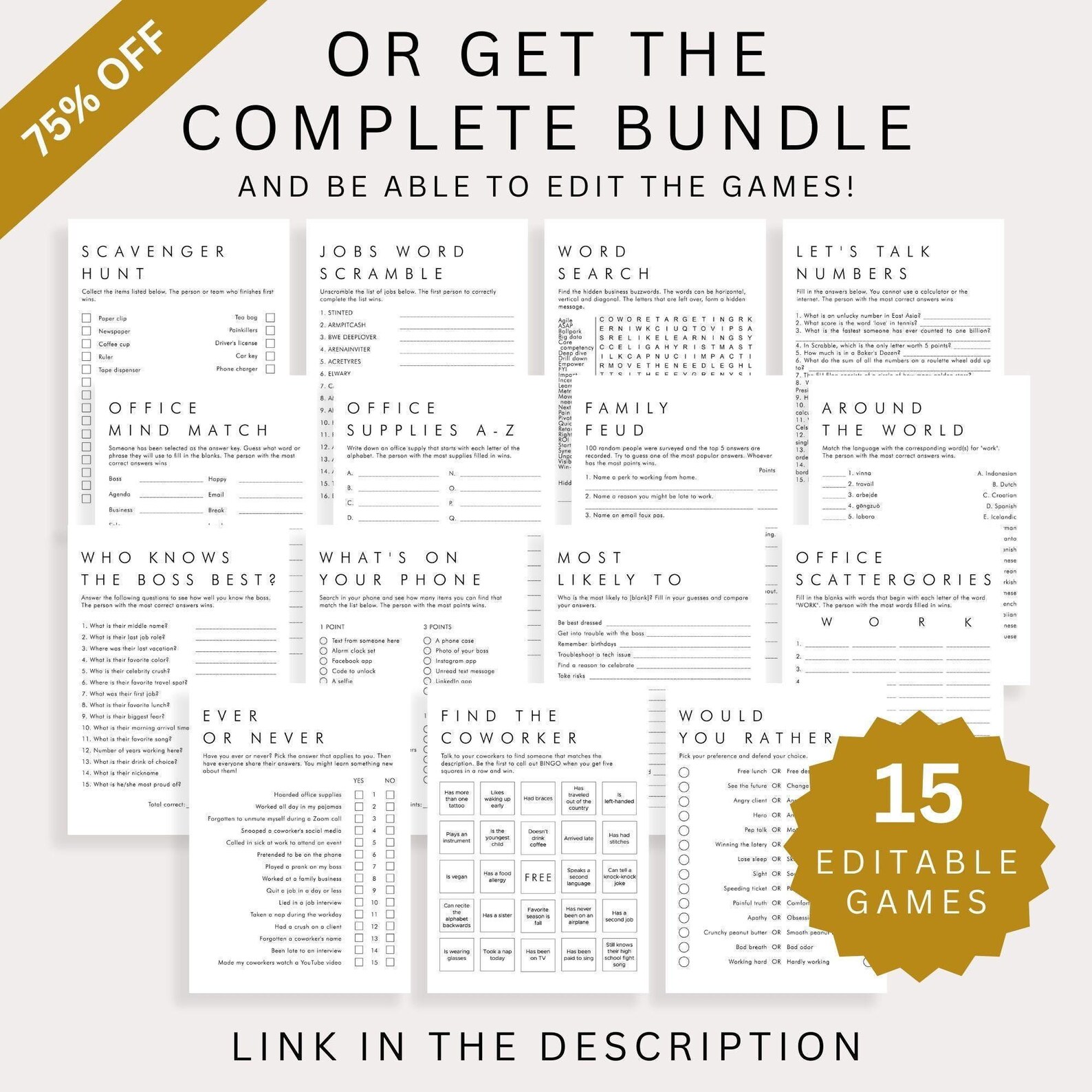 Find the Coworker Bingo Card for Office Party Printable | Minimalist ...
