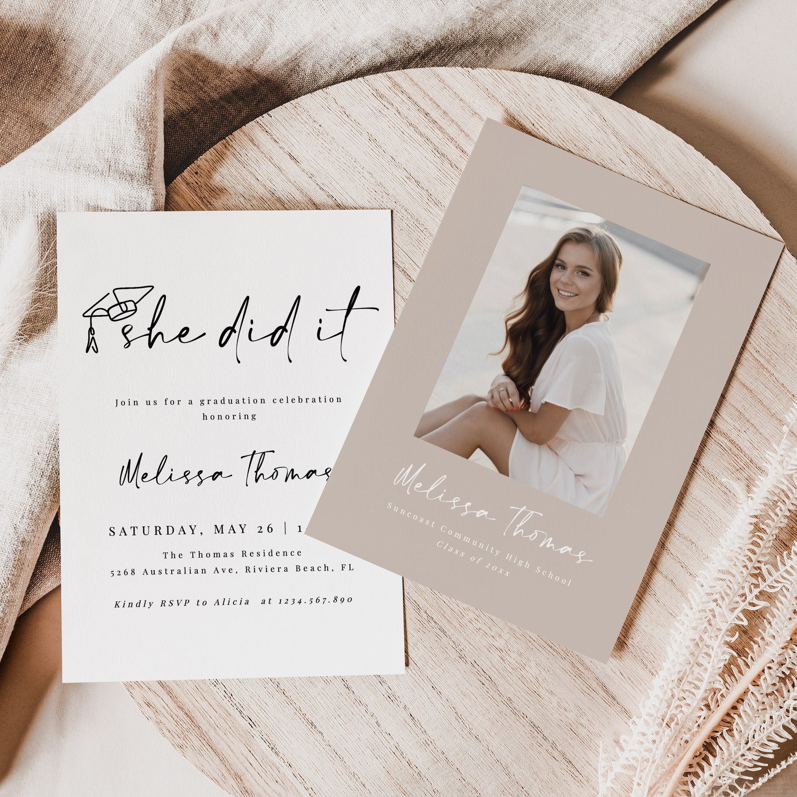 Graduation Invitation 2023 Template She Did It Invites - Etsy