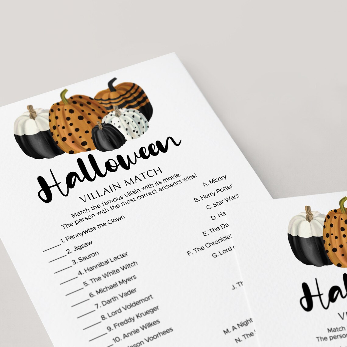 Halloween Games Bundle Editable Template Pumpkin Spooky - Etsy