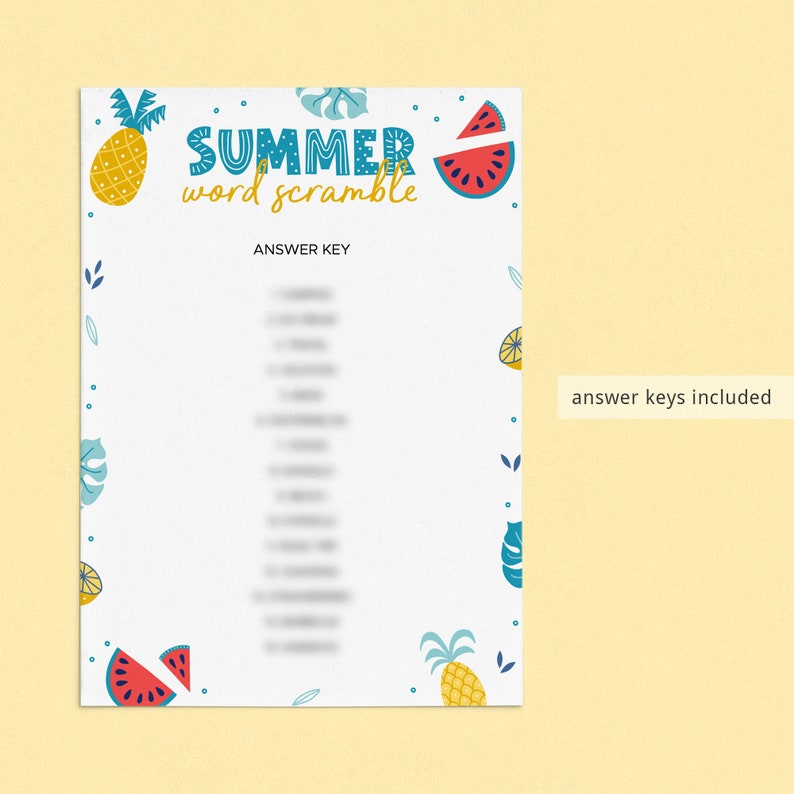 Summer Games Bundle for Kids and Adults Editable Vacation Activities ...