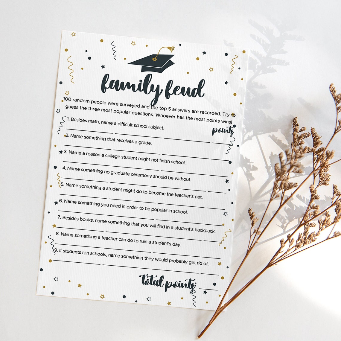 Family Feud Graduation Game Template Printable Grad Party - Etsy