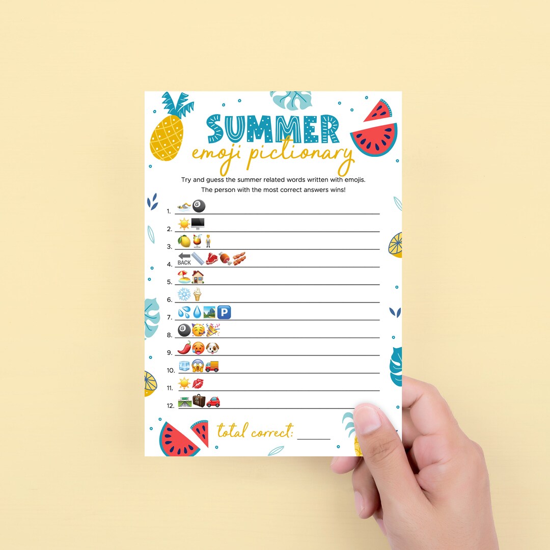 Summer Emoji Pictionary Game Printable Summertime Activities for Kids ...