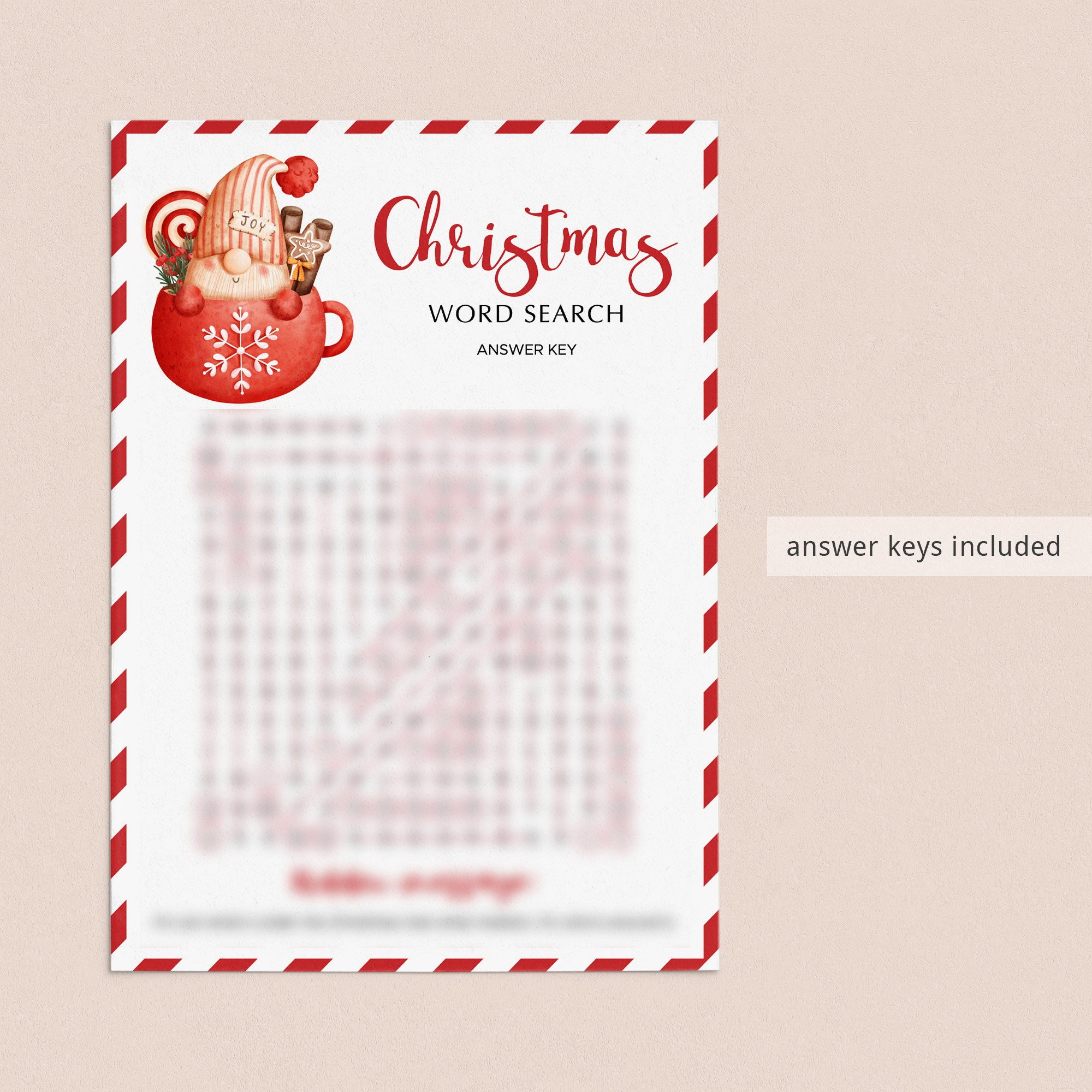 Cute Gnomes Christmas Games Bundle Printable Hot Chocolate Xmas ...