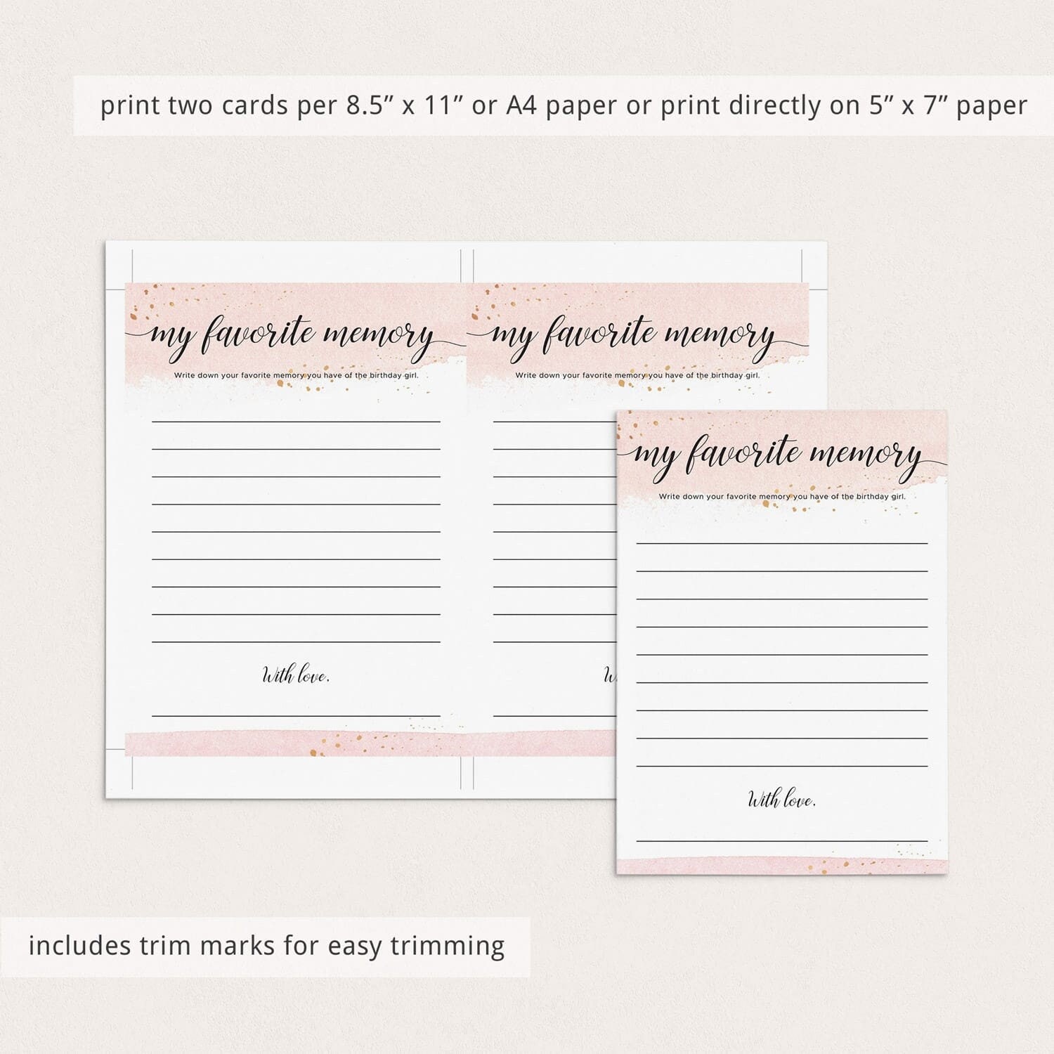 My Favorite Memory of the Birthday Girl Printable Birthday - Etsy