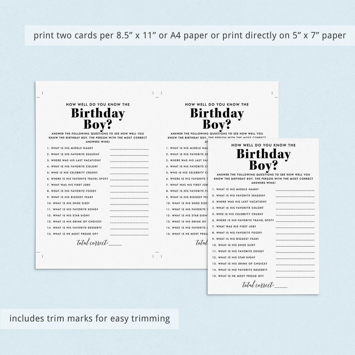 How Well Do You Know the Birthday Boy Game Printable Who Knows the ...
