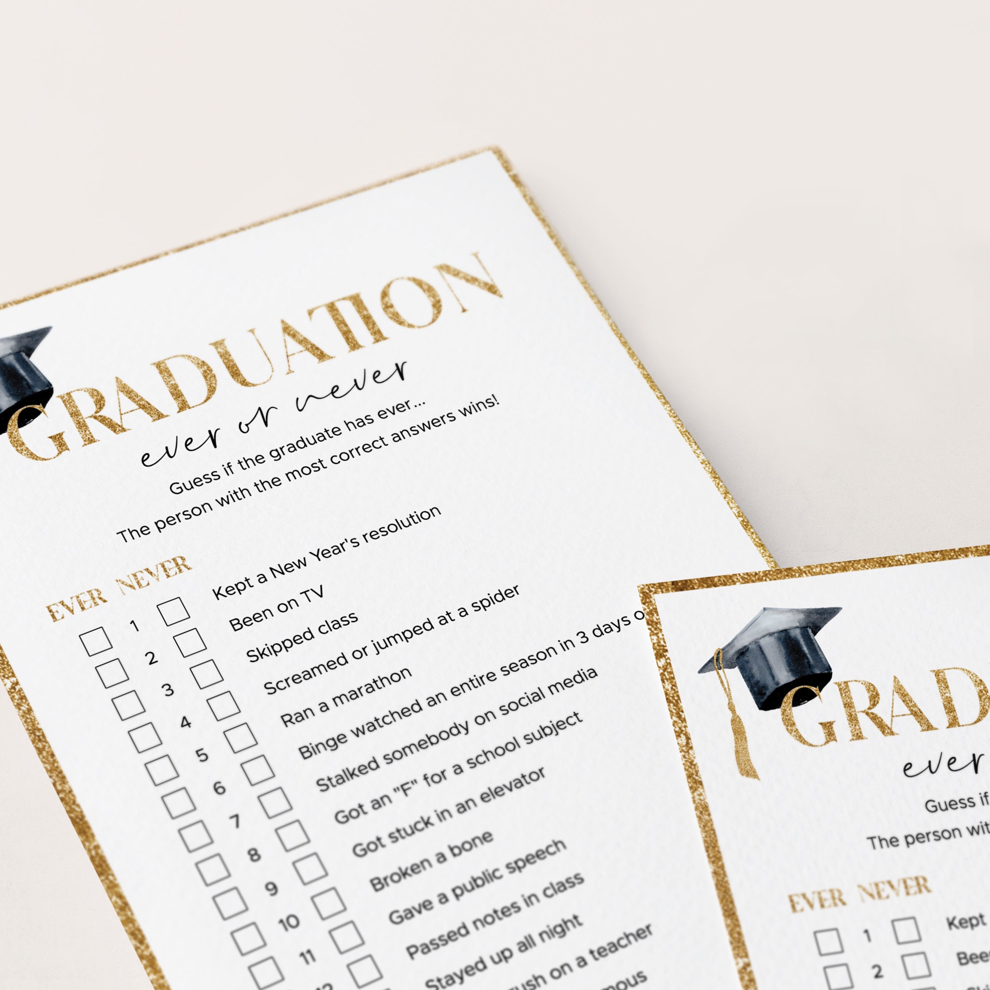 Gold and Black Graduation Games Bundle Printable Grad Activity - Etsy
