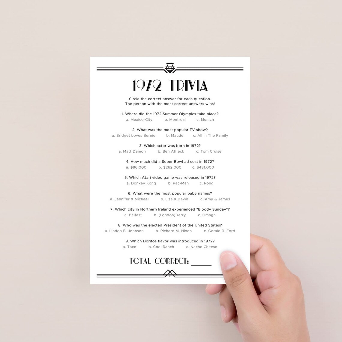 1972 Birthday Games Bundle Printable Born in 1972 Trivia Games | Etsy