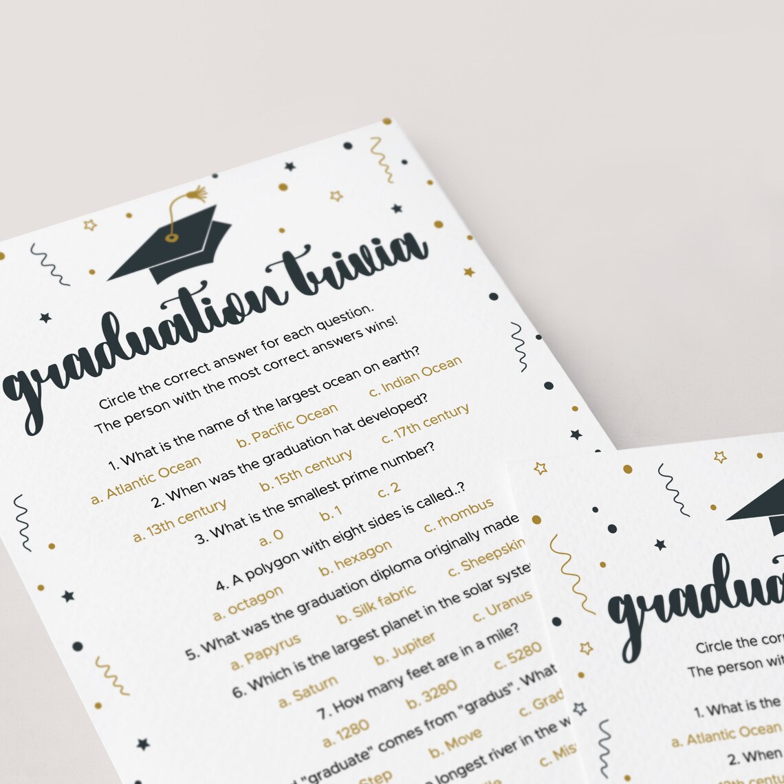 Trivia Graduation Game Graduation Trivia Printable One Last Test ...