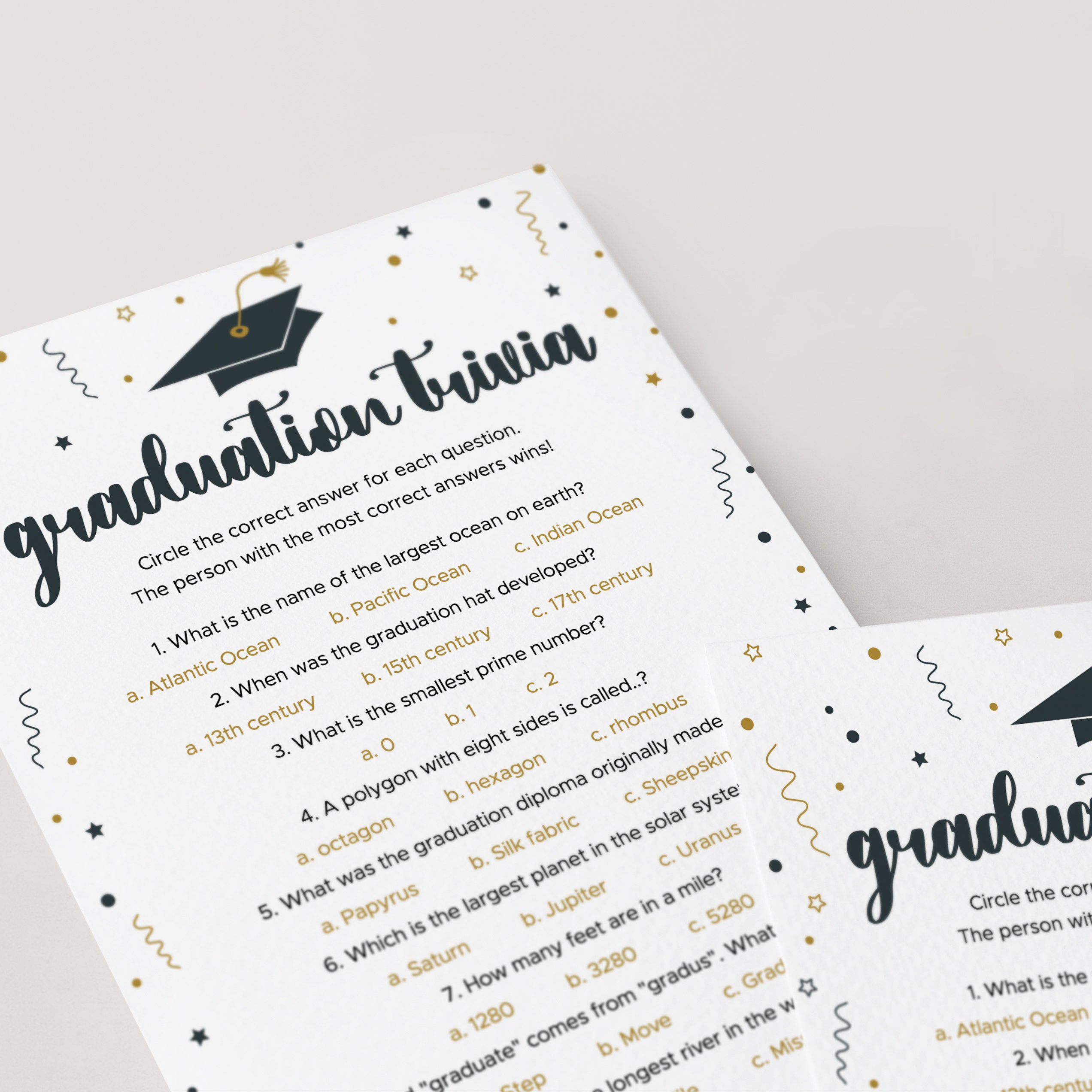 Trivia Graduation Game Graduation Trivia Printable One Last Test ...