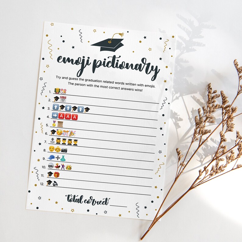 Graduation Emoji Pictionary Game Printable Graduation Party Games Grad ...