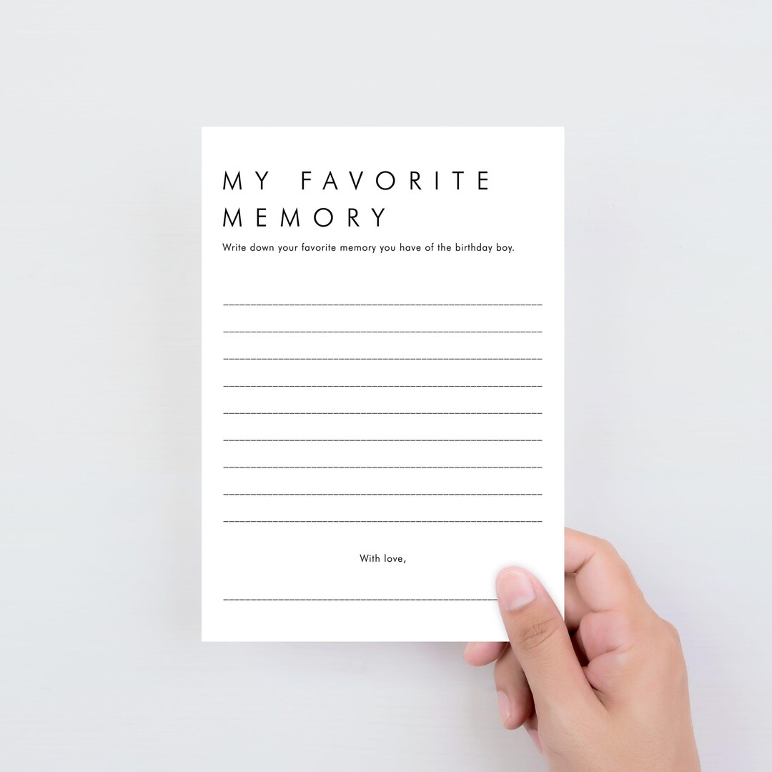 Mens Birthday Party Game Printable My Favorite Memory of the Birthday ...