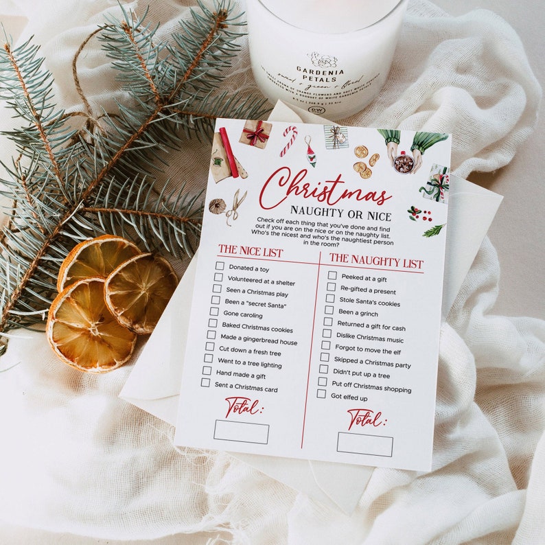 Naughty or Nice List Printable Funny Christmas Games Instant Download ...